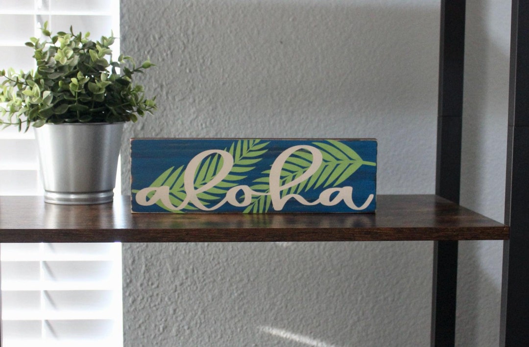 Aloha Sign, Aloha Decor, Hawaiian Wood Sign, Rustic Beach Sign, Coastal ...