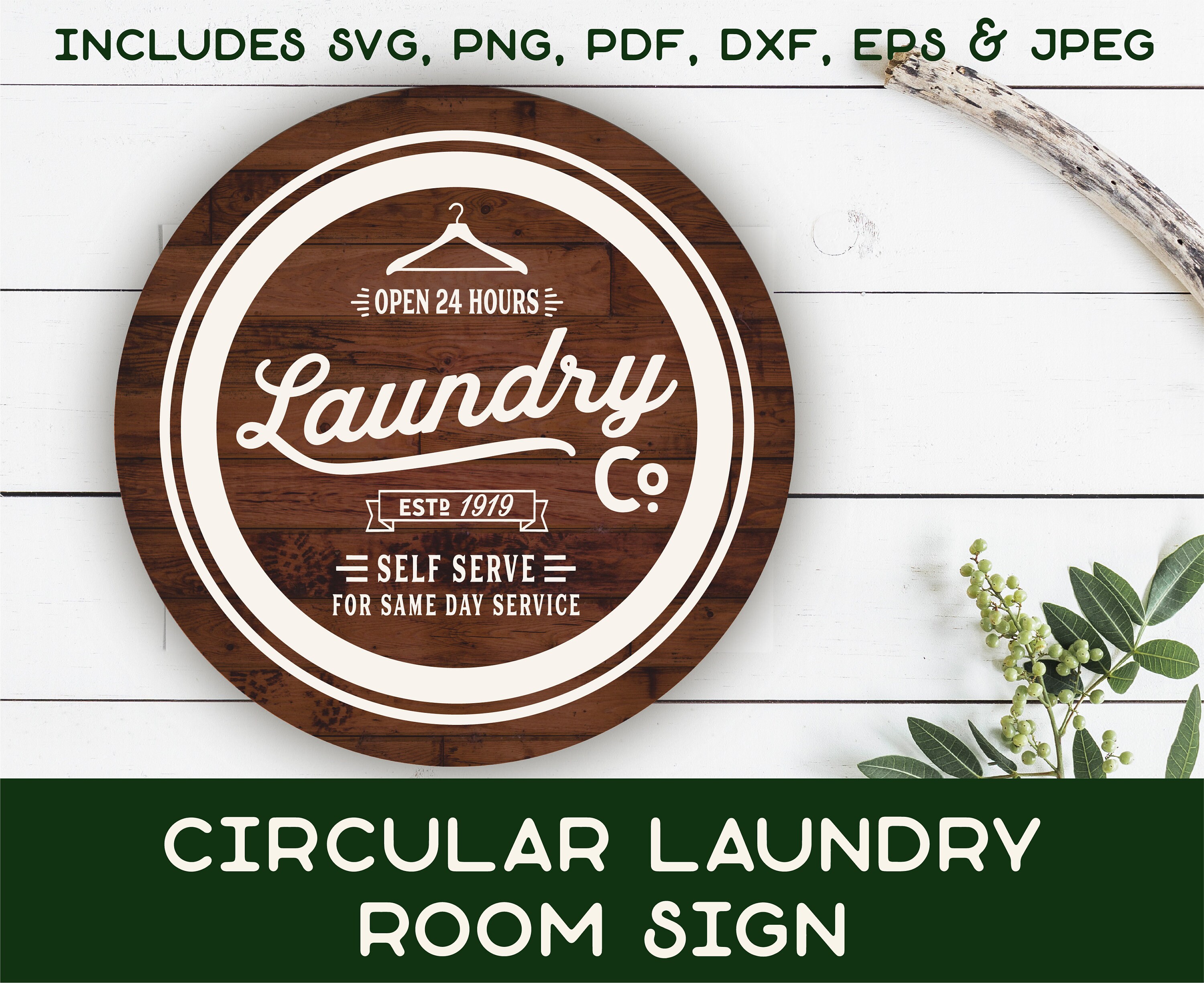 Circular Laundry Room Sign SVG Wood Sign Cut File DIY - Etsy