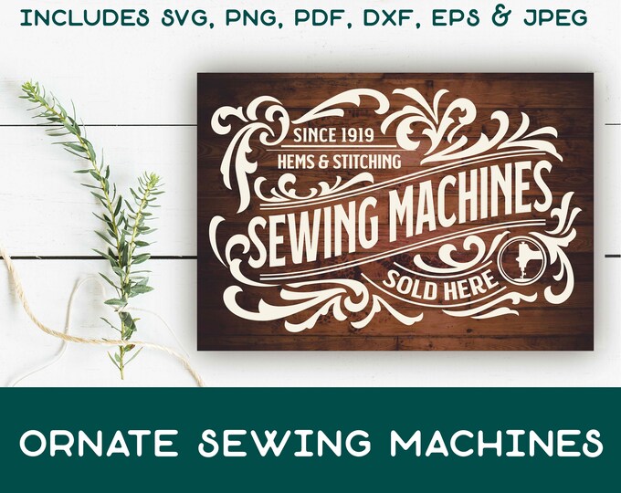Ornate Sewing Machine Sign SVG Laundry and Craftroom Wood Sign Cut File ...