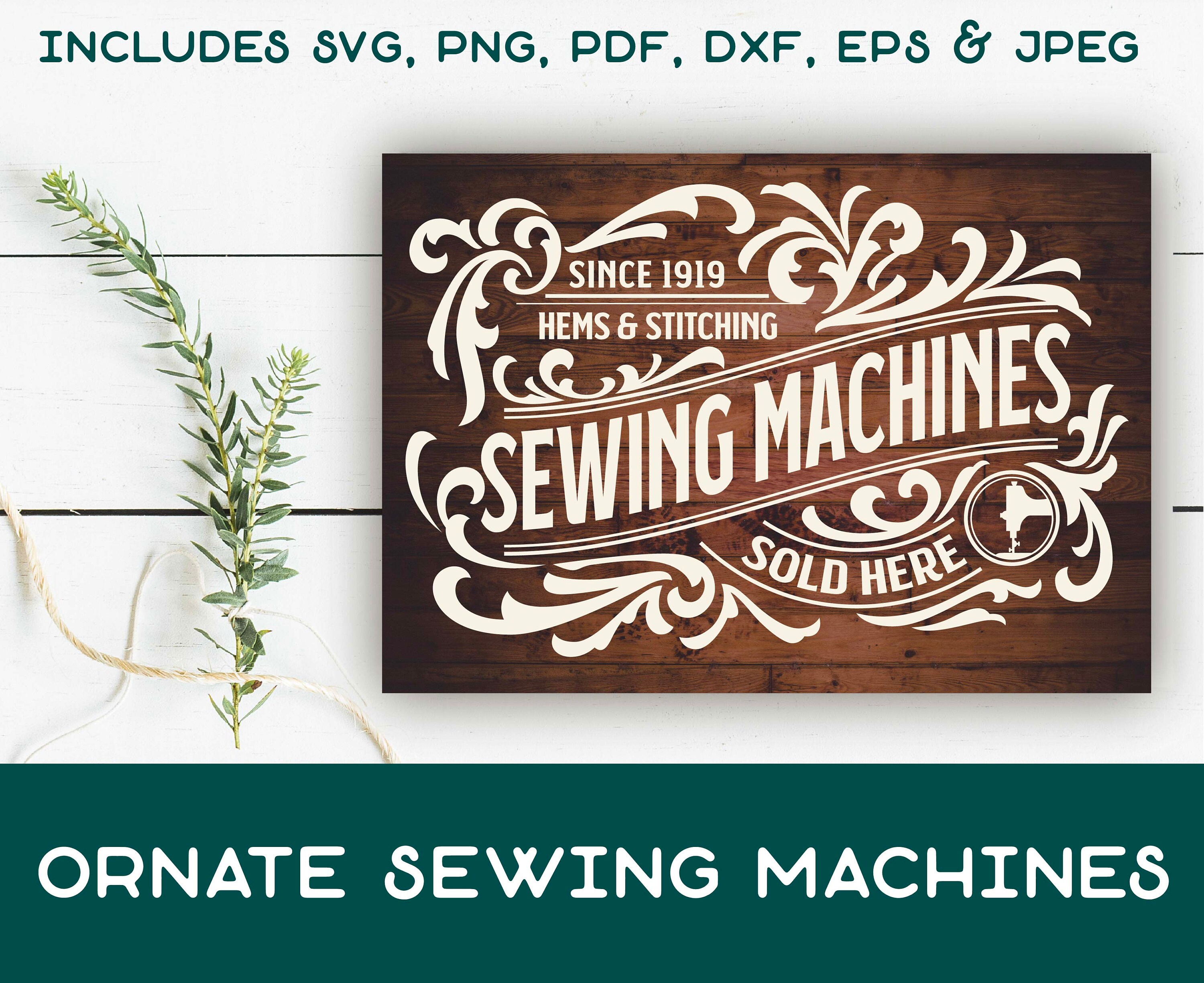 Ornate Sewing Machine Sign SVG Laundry and Craftroom Wood - Etsy