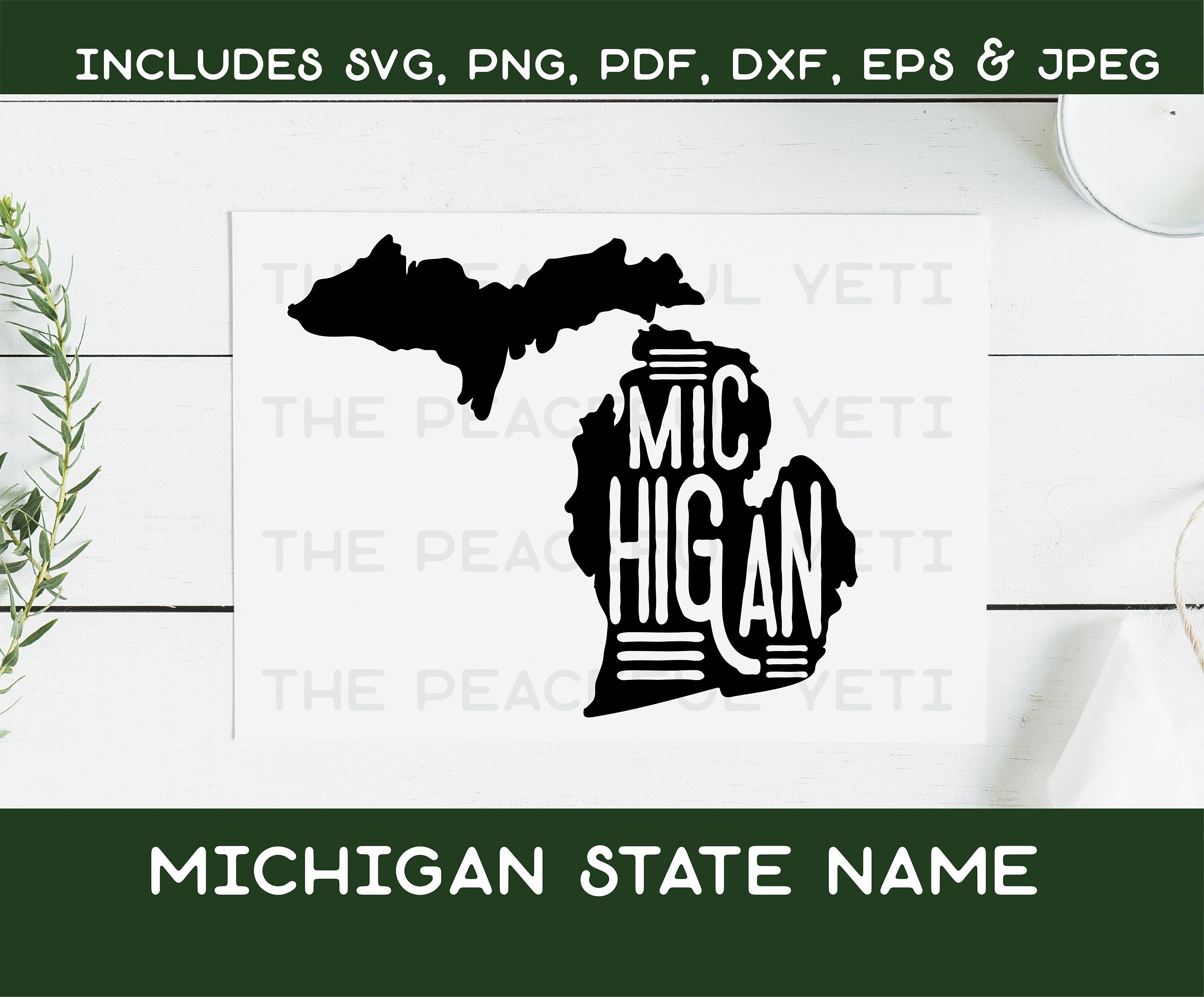 Michigan State SVG State Typography Digital Download | Etsy India