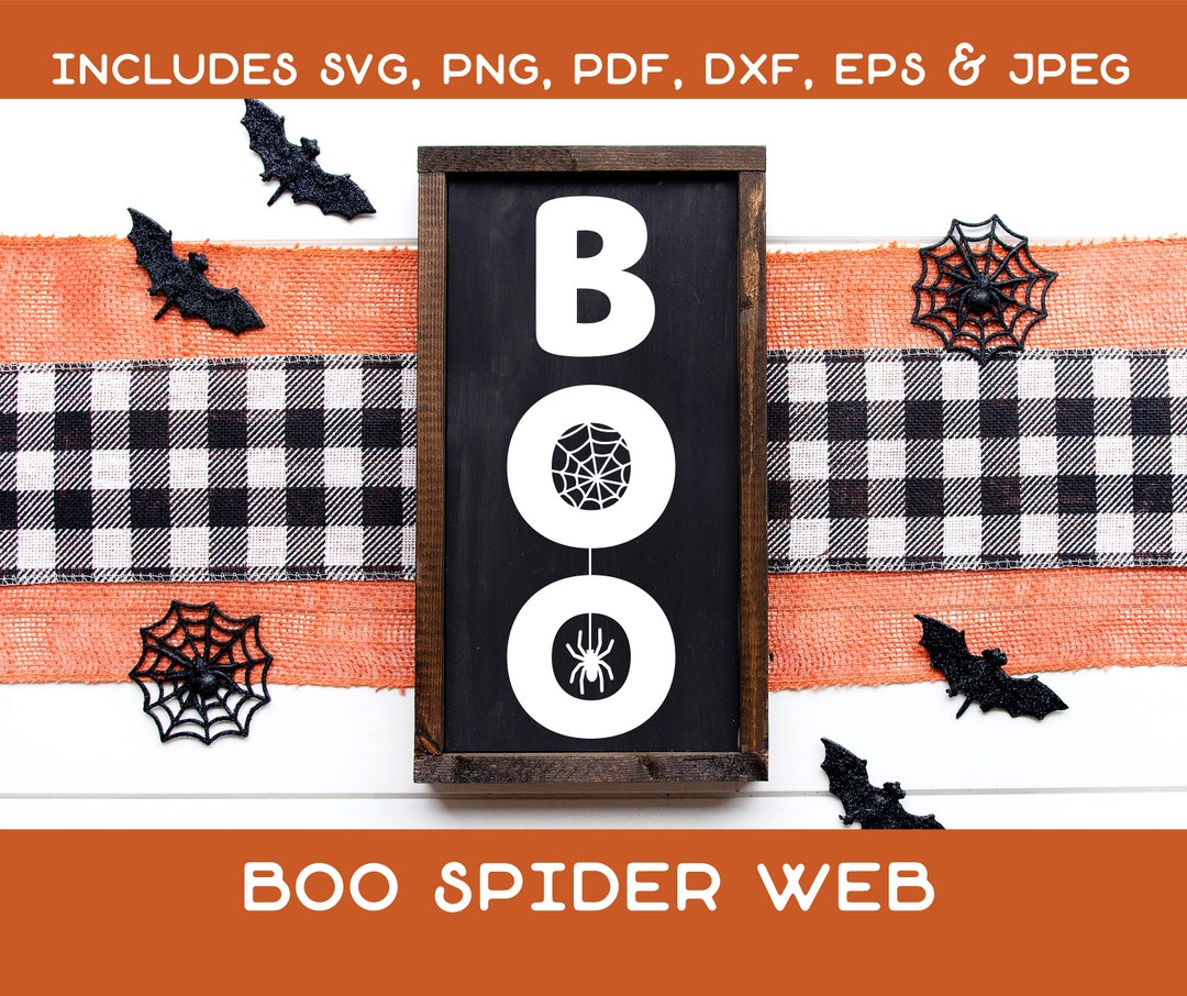 Boo Halloween SVG Vertical Spider Web Boo Digital Download Instant ...