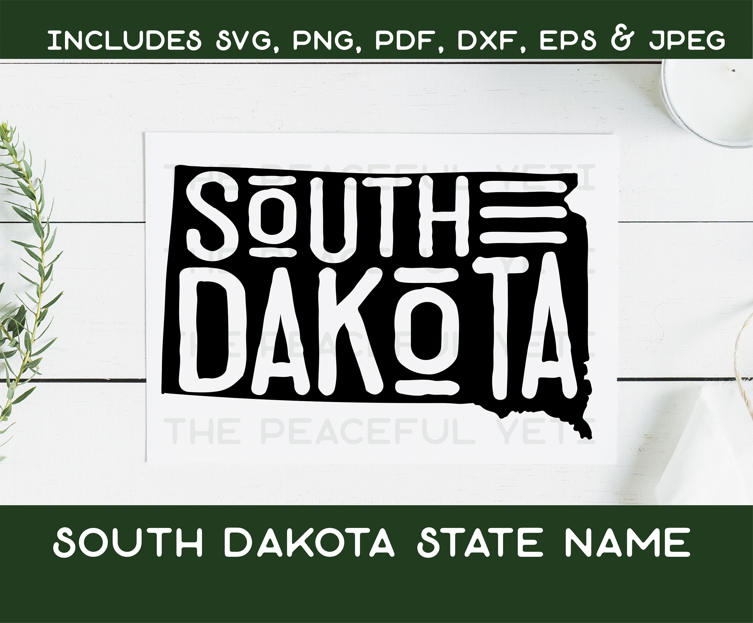 South Dakota State SVG State Typography Digital Download | Etsy