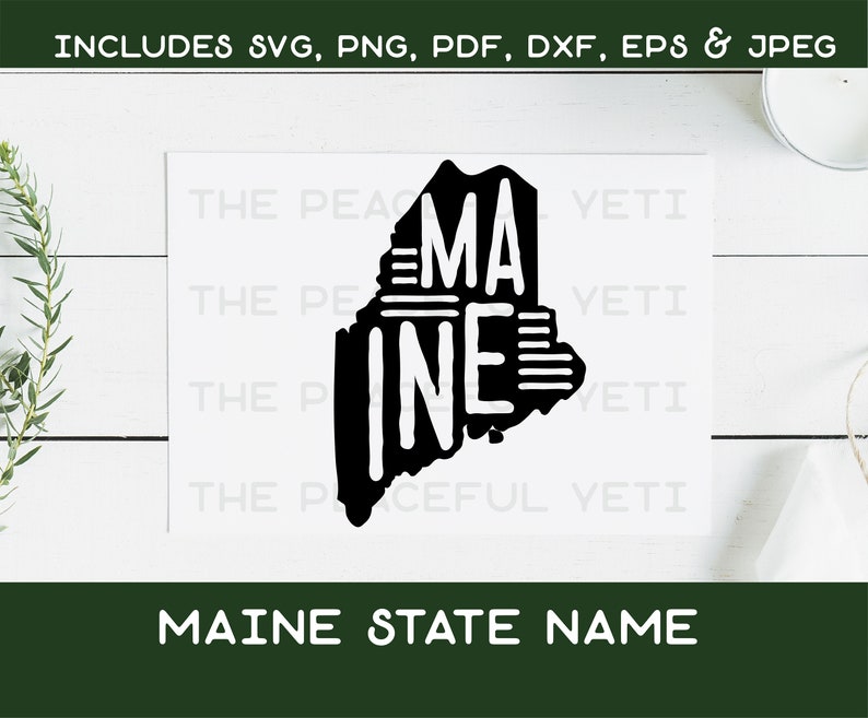 Maine State SVG State Typography Digital Download Instant - Etsy
