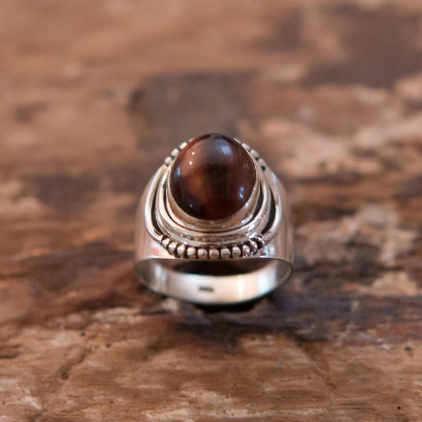 Mens Red Tigers Eye Ring - Etsy