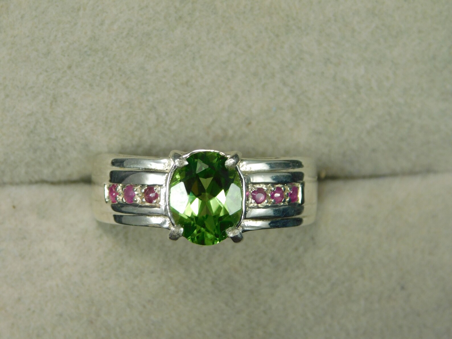 2.00 Ct. Oval Peridot and Ruby Ring High Polish Sterling Silver - Etsy