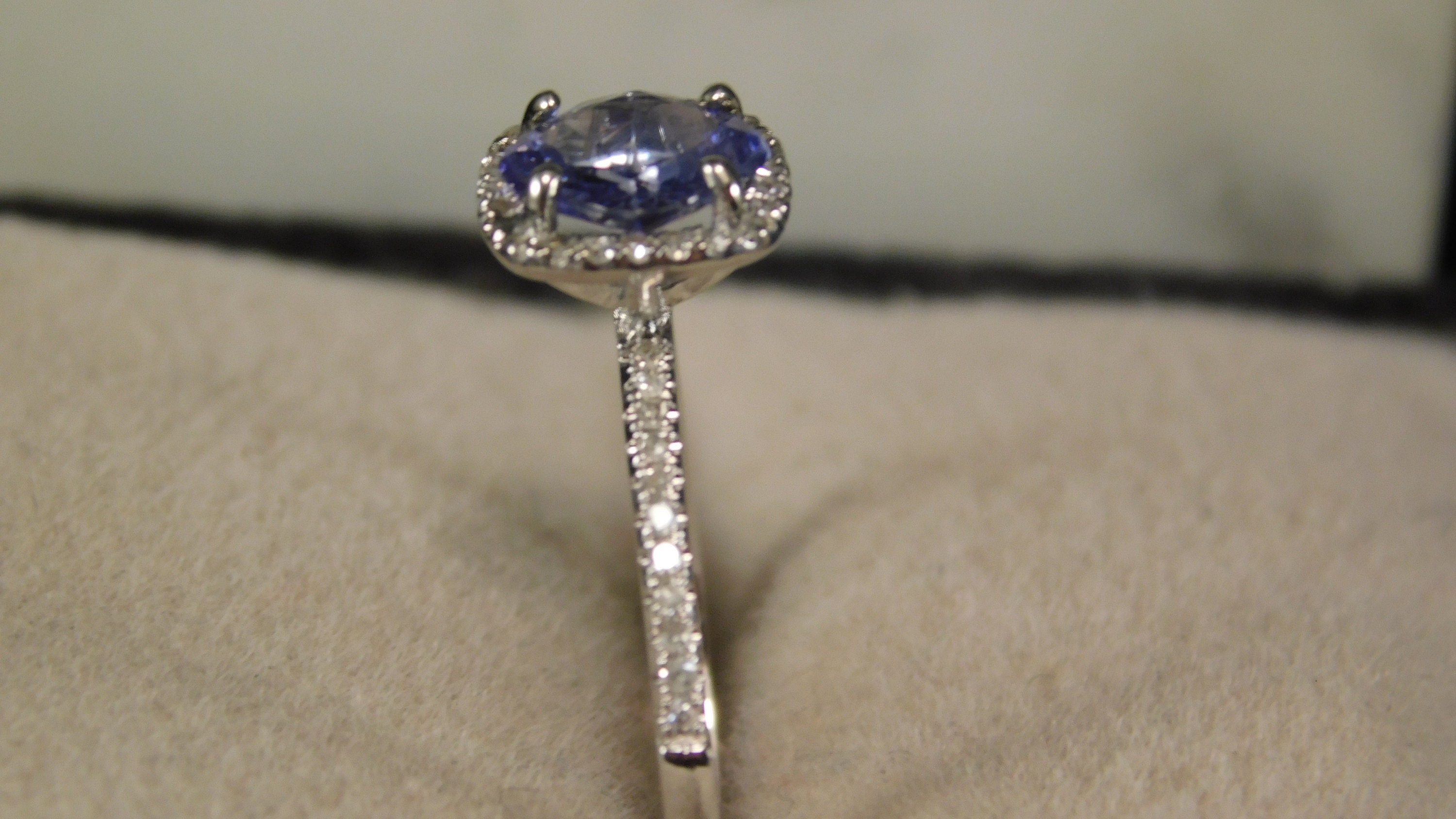 0.81 ct. Cushion Tanzanite and Diamond Ring 14k Solid White | Etsy