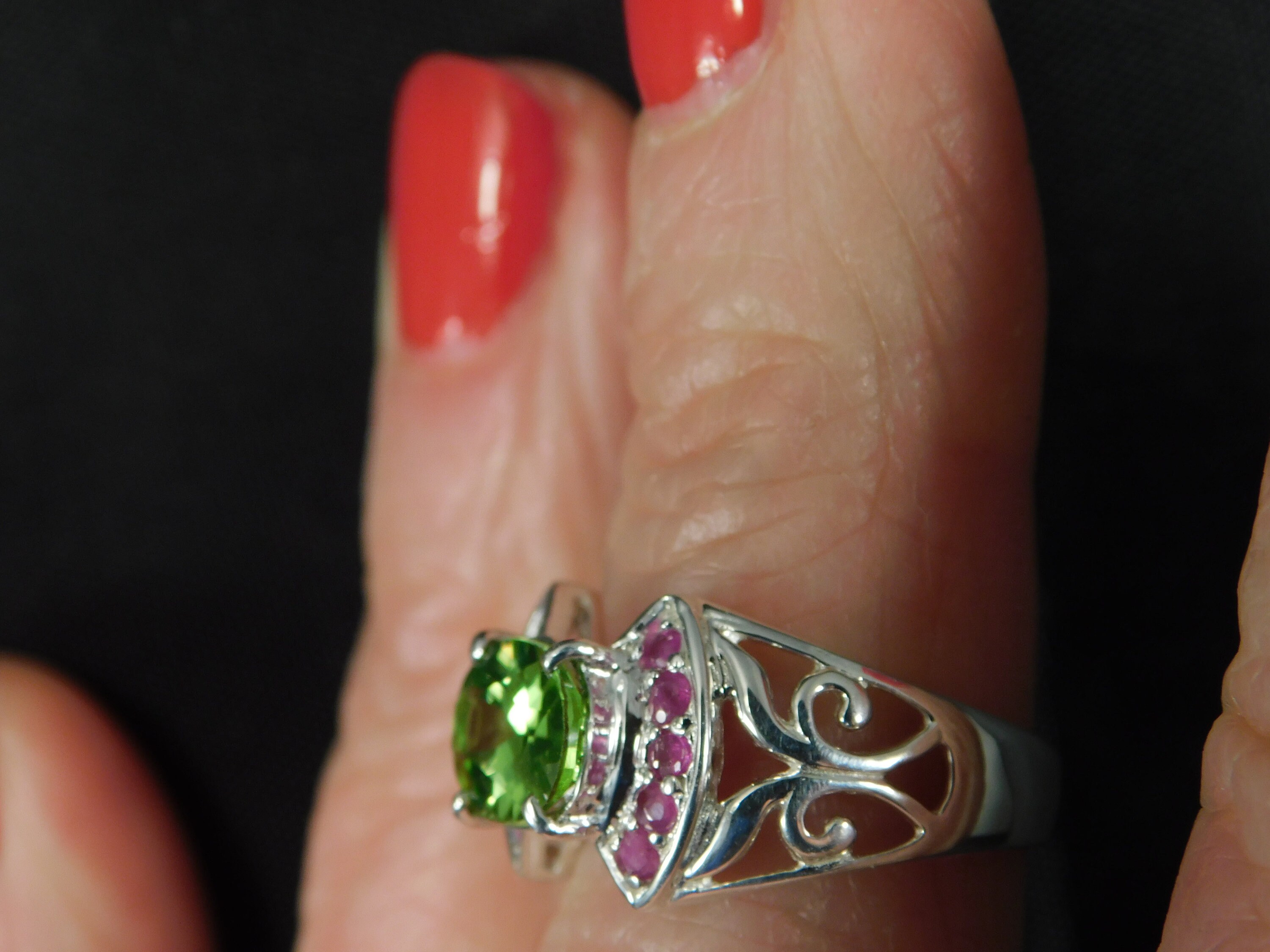 Custom 1.85 Ct. Oval Peridot and Ruby Ring Sterling Silver | Etsy