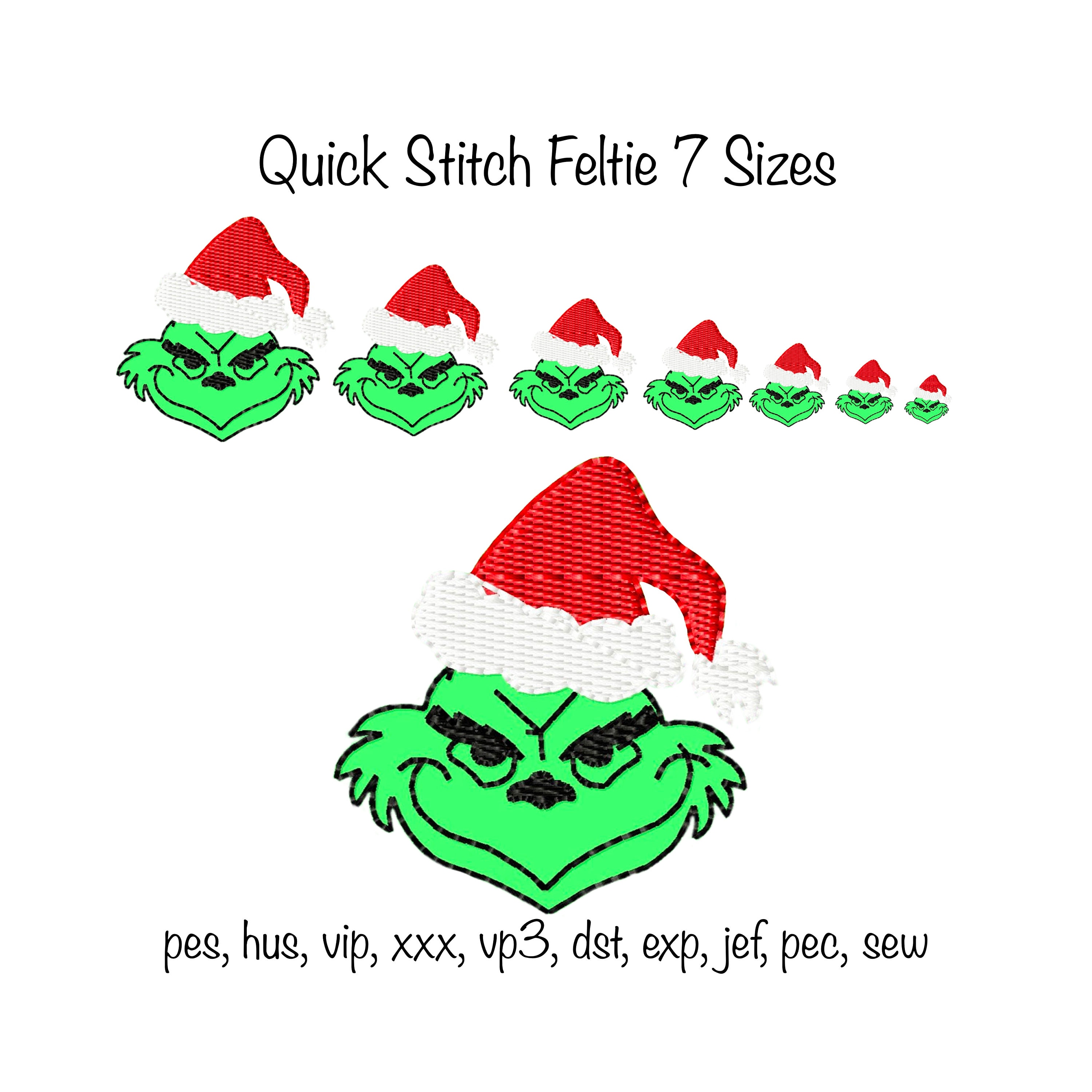 Embellishments The Grinch Head Filled Embroidery Design Instant ...