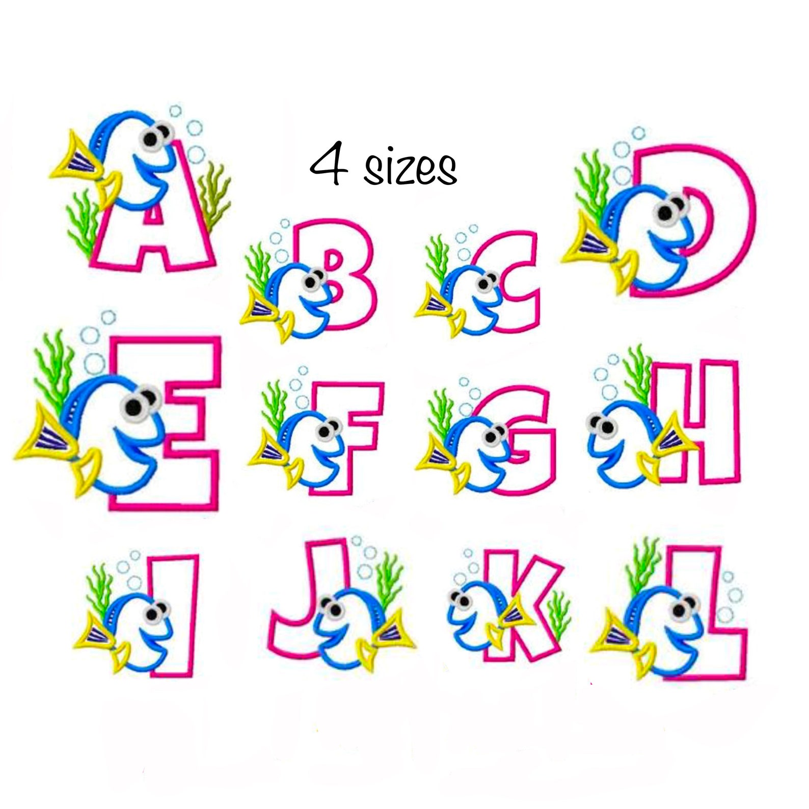 Digital Download Fun Kids Applique Fish Alphabet Monogram | Etsy