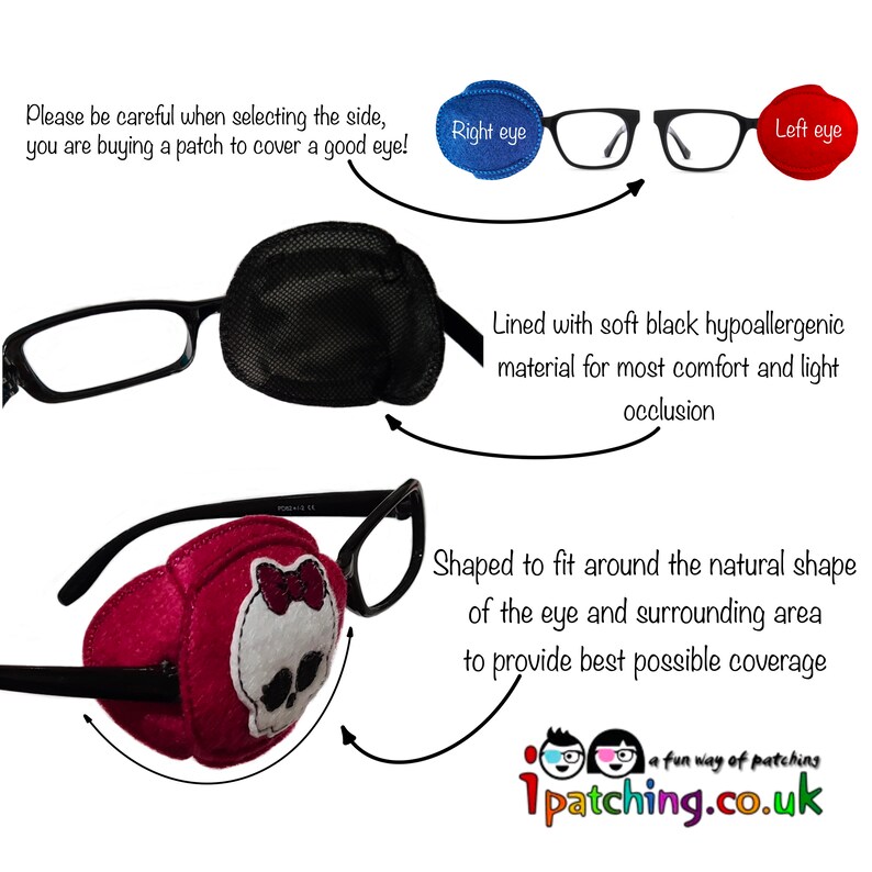Kids/adults Eye Patch for Glasses, Felt Shark Design, Amblyopia ...
