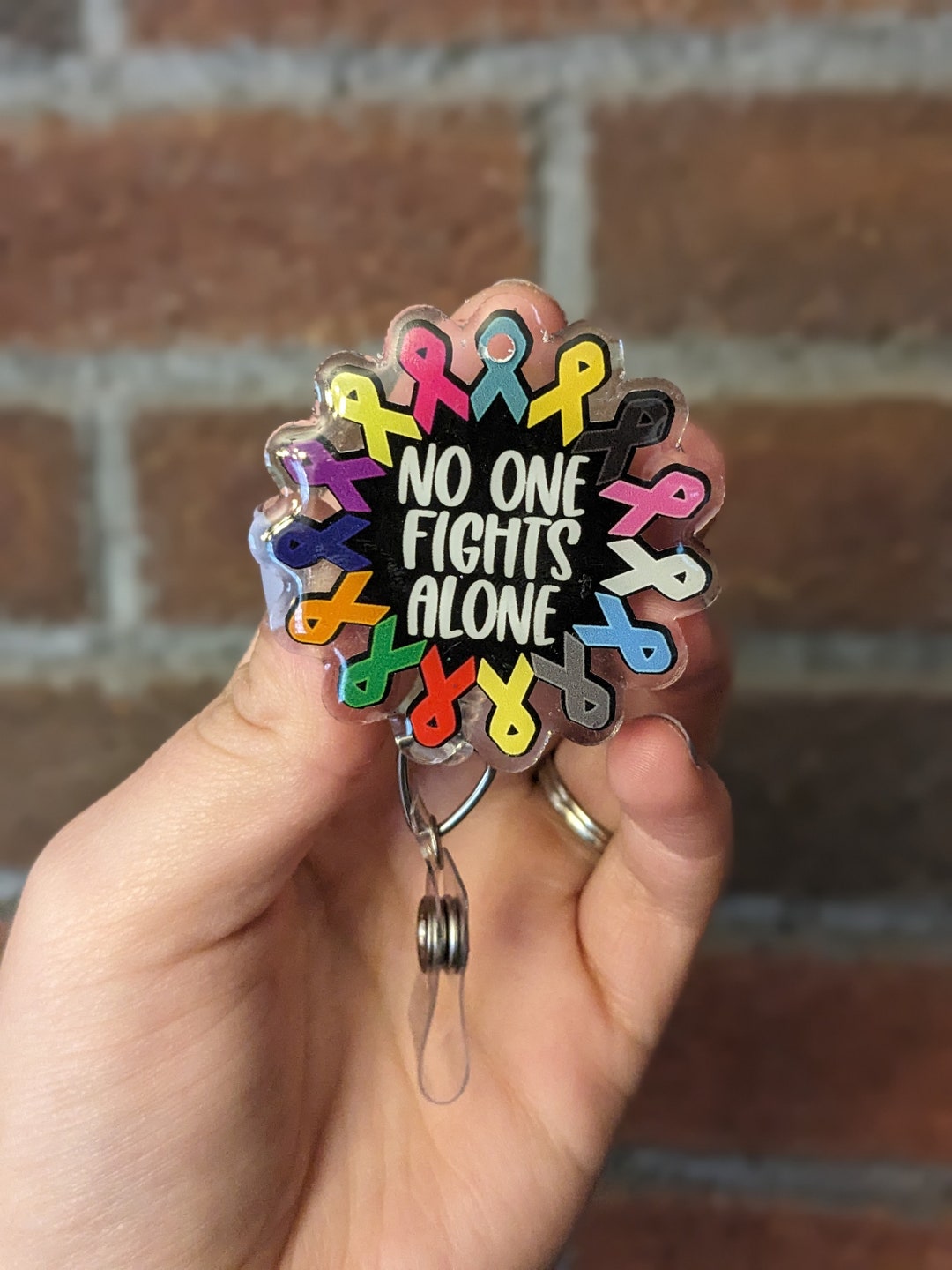 No One Fights Alone Badge Reel, Oncology Badge Reel, Nurse ID Holder ...