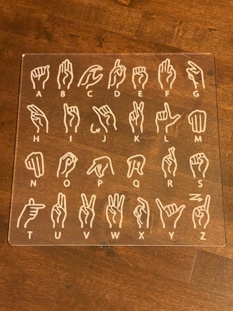 Sign Language Acrylic Learning Board for Kids - Dry Erase - American ...