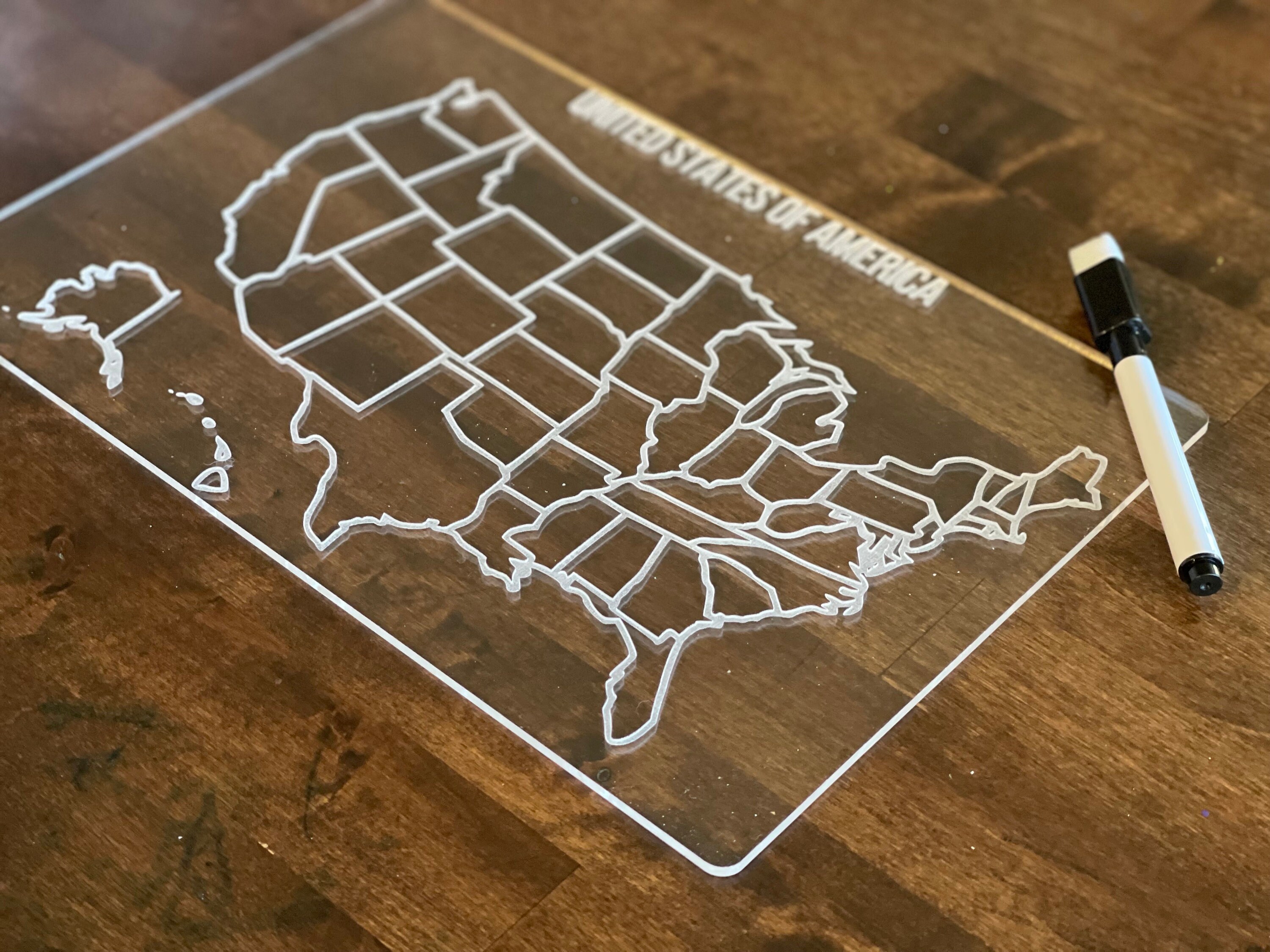 United States of America USA Acrylic Map Board for Learning - Kids ...
