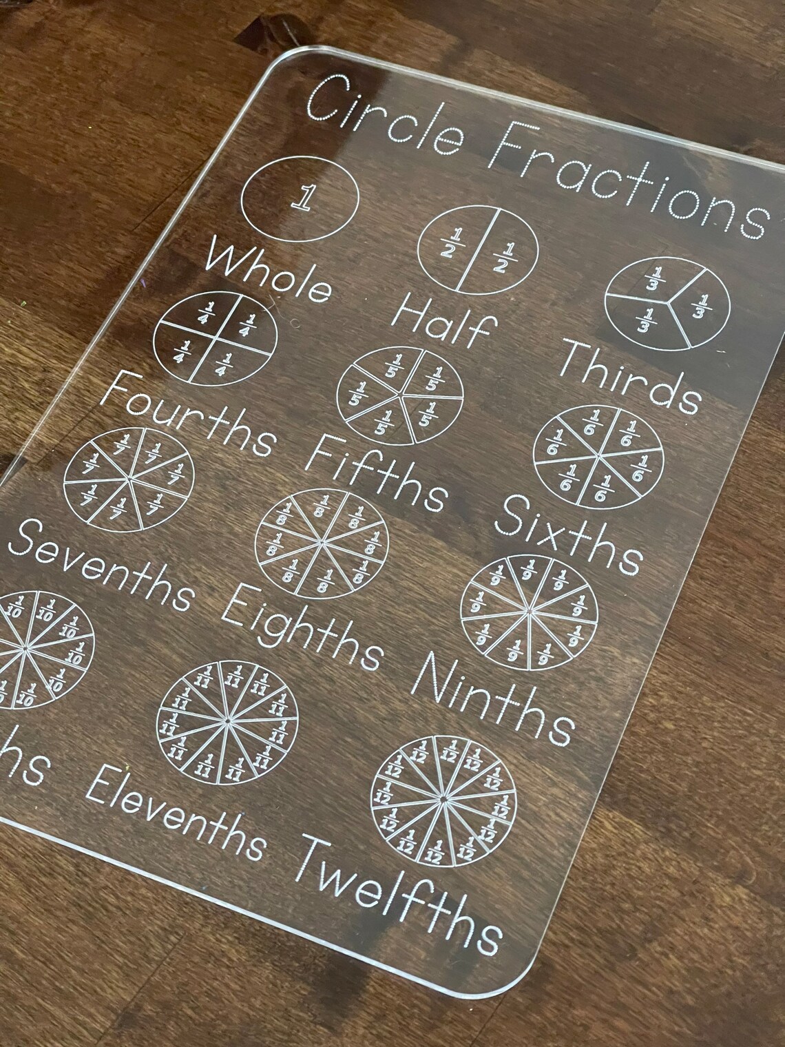 Circle Fraction Acrylic Learning Board for Kids - Dry Erase - Fractions ...