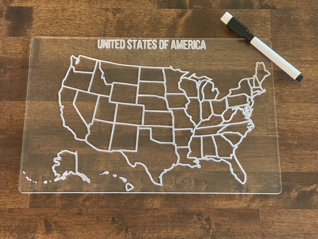 United States of America USA Acrylic Map Board for Learning - Kids ...