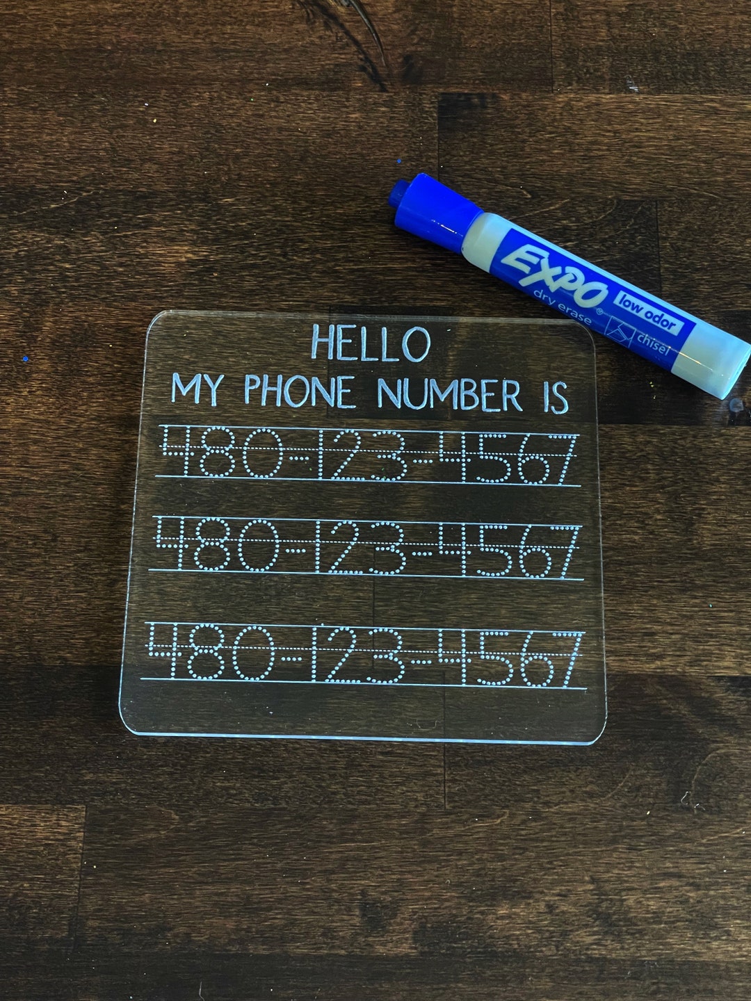 Phone Number Personalized Dry Erase Board - Educational Tool for ...