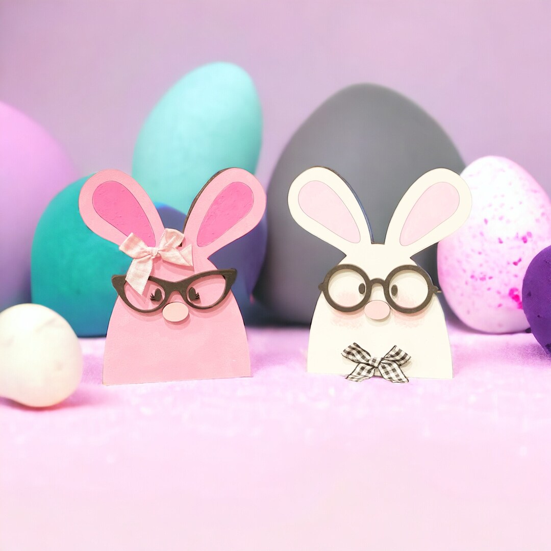 Chunky Nerdy Easter Bunny Rabbits - Figures for Easter Decor and Tier ...