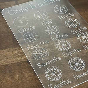 Circle Fraction Acrylic Learning Board for Kids - Dry Erase - Fractions ...