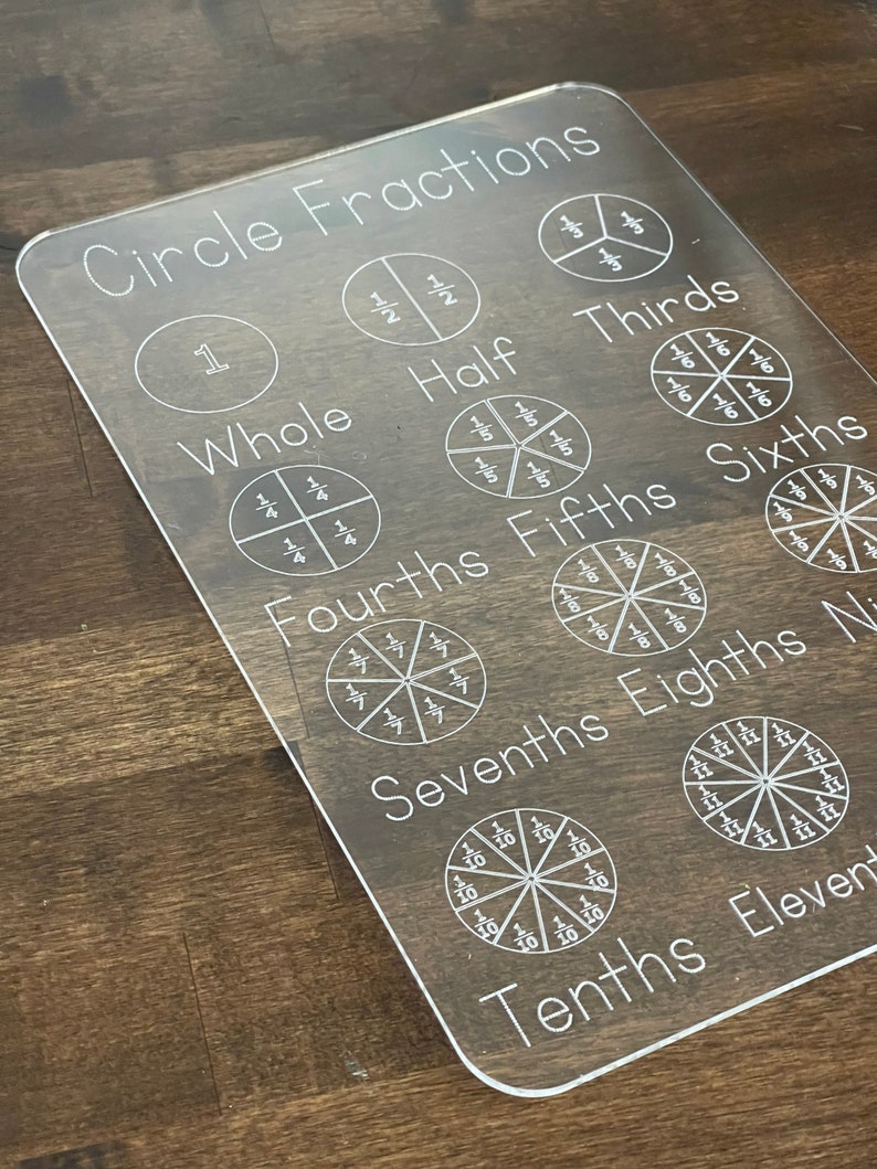 Circle Fraction Acrylic Learning Board for Kids - Dry Erase - Fractions ...