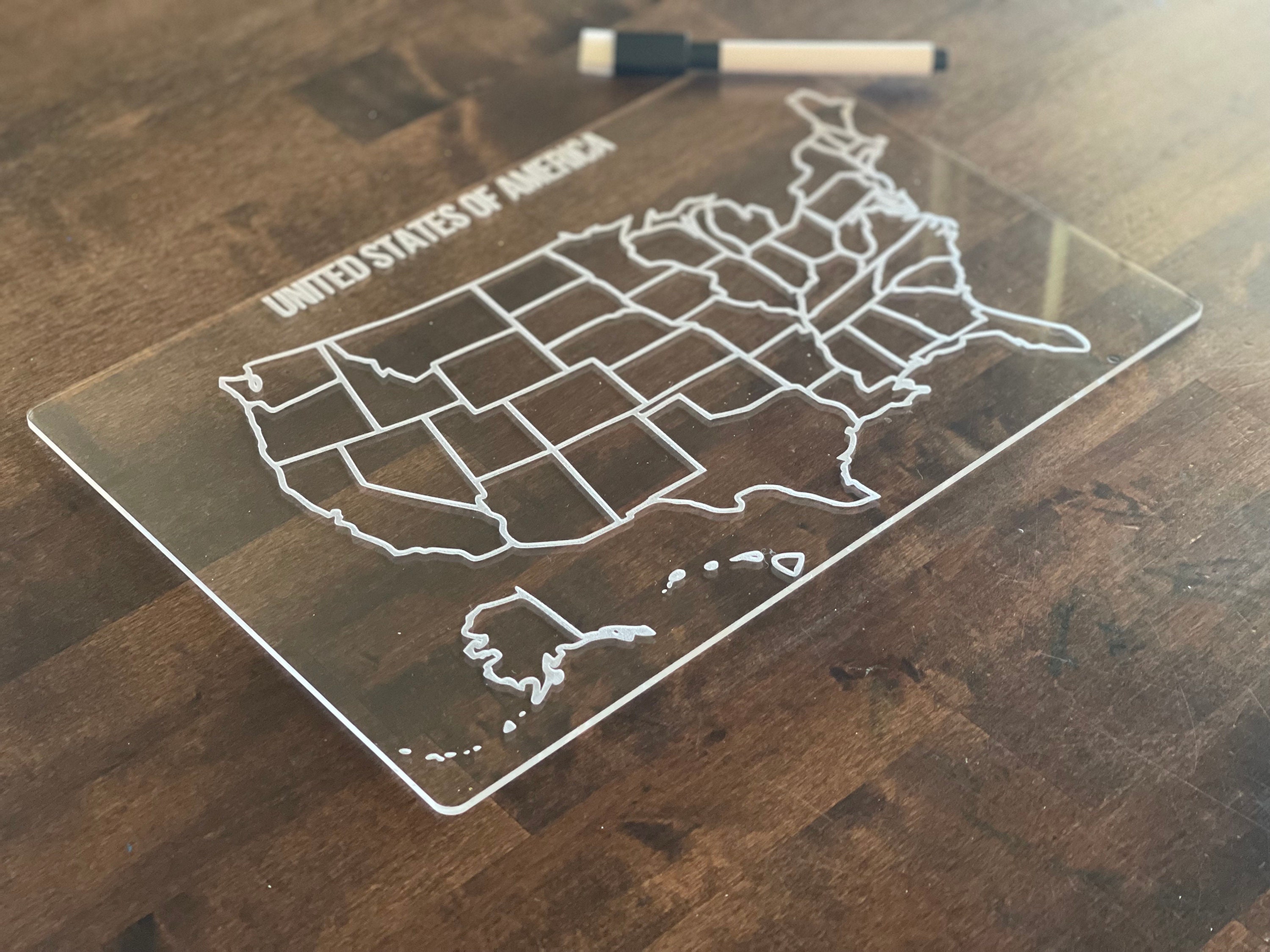 United States of America USA Acrylic Map Board for Learning - Kids ...