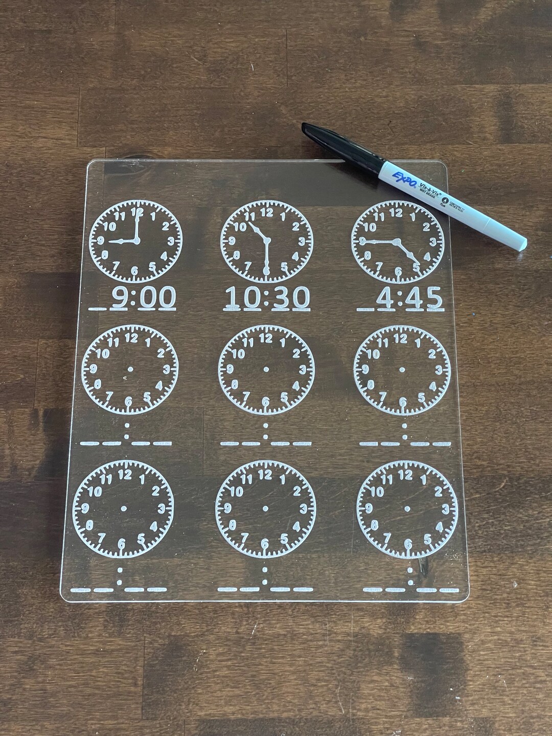 Learning to Tell Time Dry Erase Board | Education Grade School Clocks ...