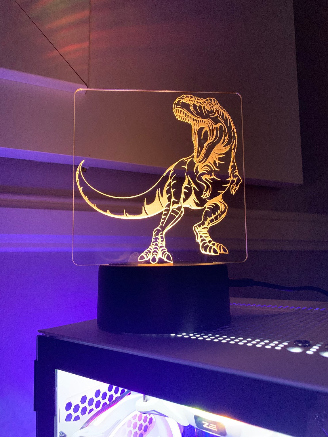 Dinosaur T-rex Desk Lamp Acrylic LED Night Light RGB Gaming - Etsy