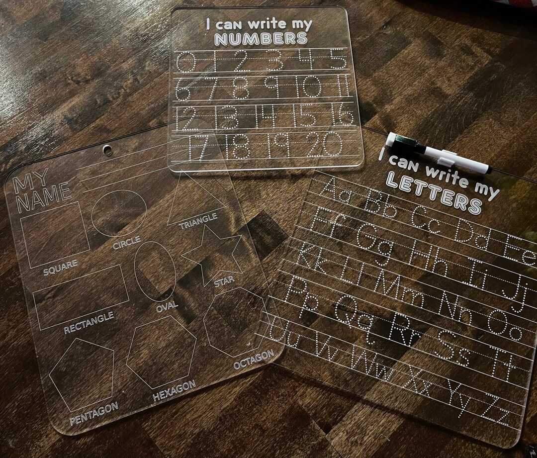 Letters, Shapes, and Numbers Board Bundle for Preschool Kids - Dry ...