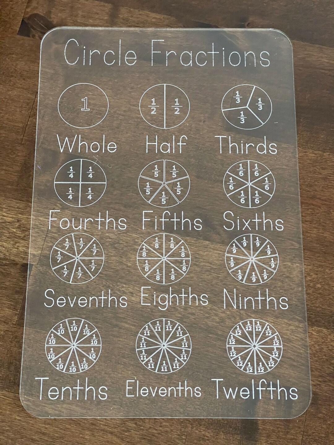 Circle Fraction Acrylic Learning Board for Kids - Dry Erase - Fractions ...