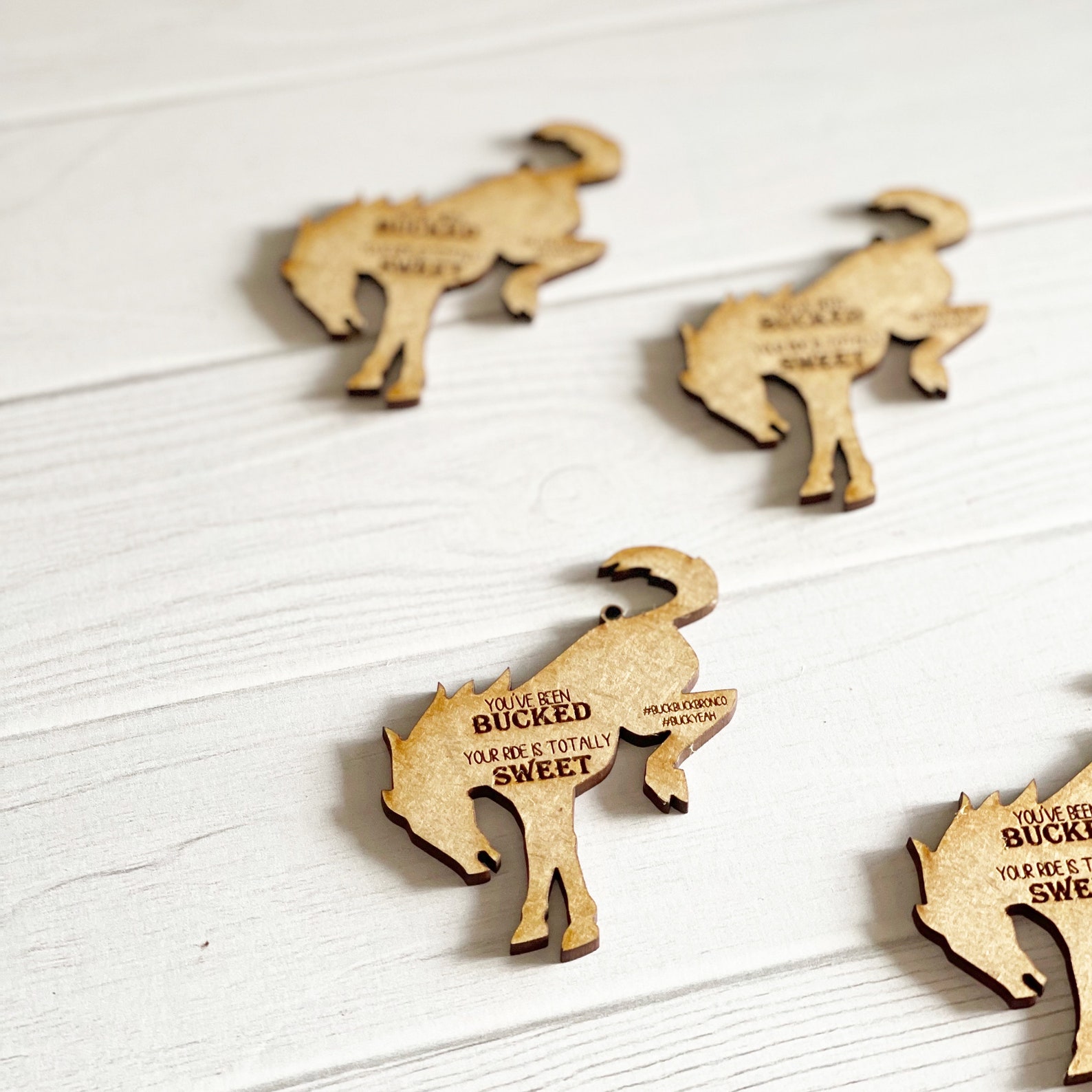 Buck Buck Bronco Wood Tags - Vehicle Car Truck - Pony Horse Buckyeah ...