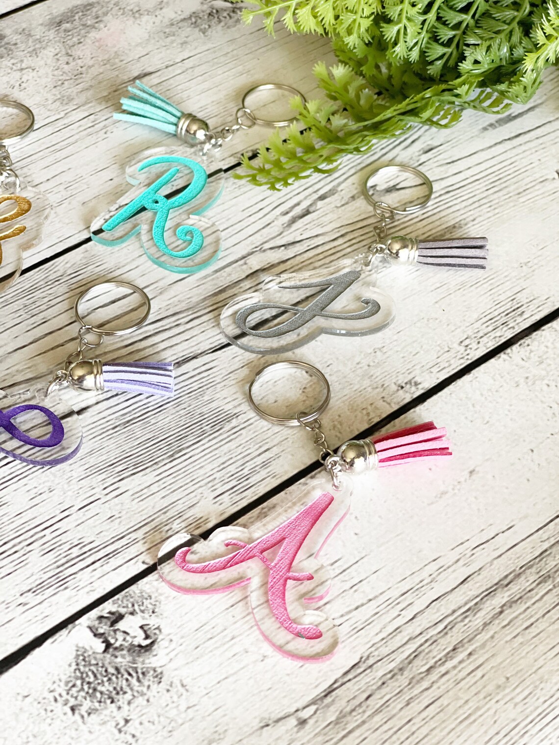 Cursive Letter Keychains With Matching Tassel Tons of Color - Etsy