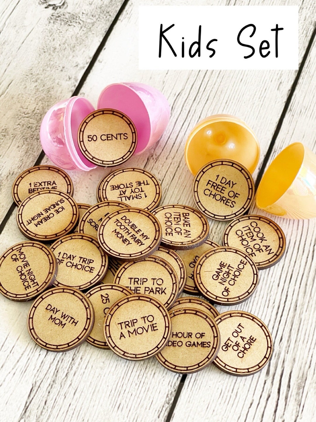 Reward Wood Easter Tokens for Plastic Eggs - Children Teens and Adult ...