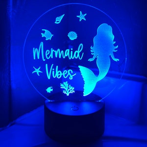 Mermaid Vibes RGB Night Light LED Decor Kids Ocean Fin Fish Sea Star - Etsy