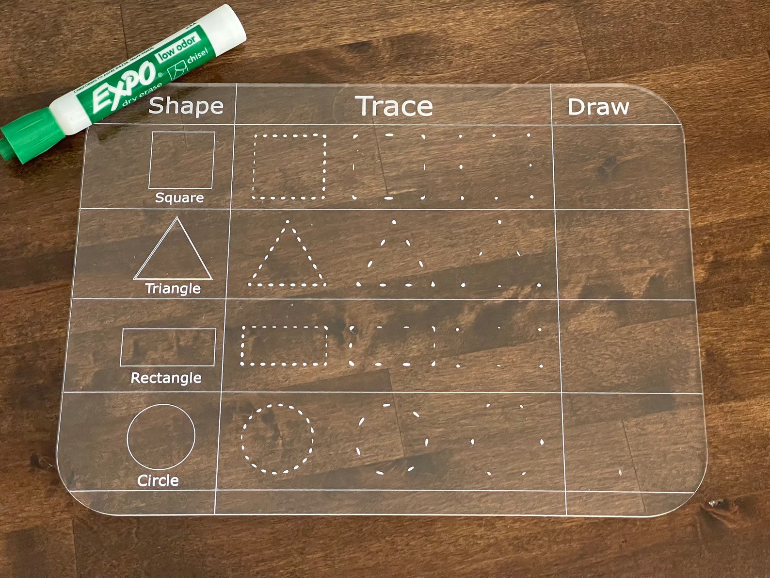 Shape Tracing Board for Kids - Dry Erase & Easy Clean Mat Education ...
