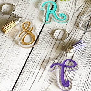 Cursive Letter Keychains With Matching Tassel Tons of Color Options ...