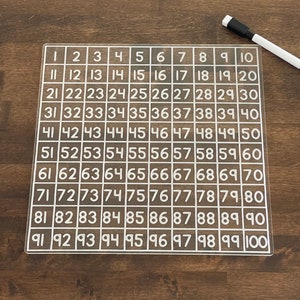 Graph Paper Math Board With 1-100 Numbers - 1 X 1” Inch Boxes and 10 X ...