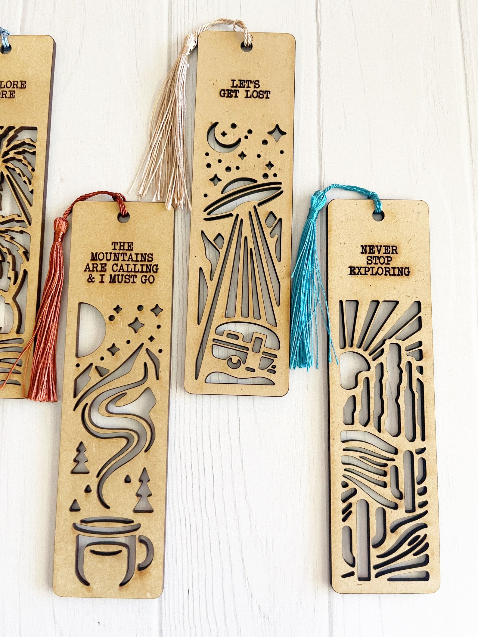 Adventure Wood Bookmarks With Tassels Set of 8 Mountains - Etsy