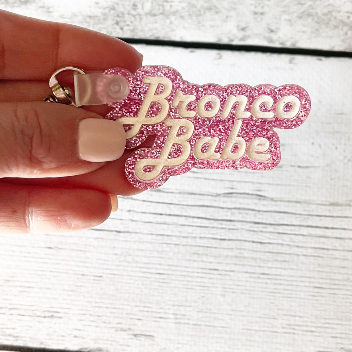 Bronco Babe Glitter Keychain Pink With Clip Ford Purse - Etsy