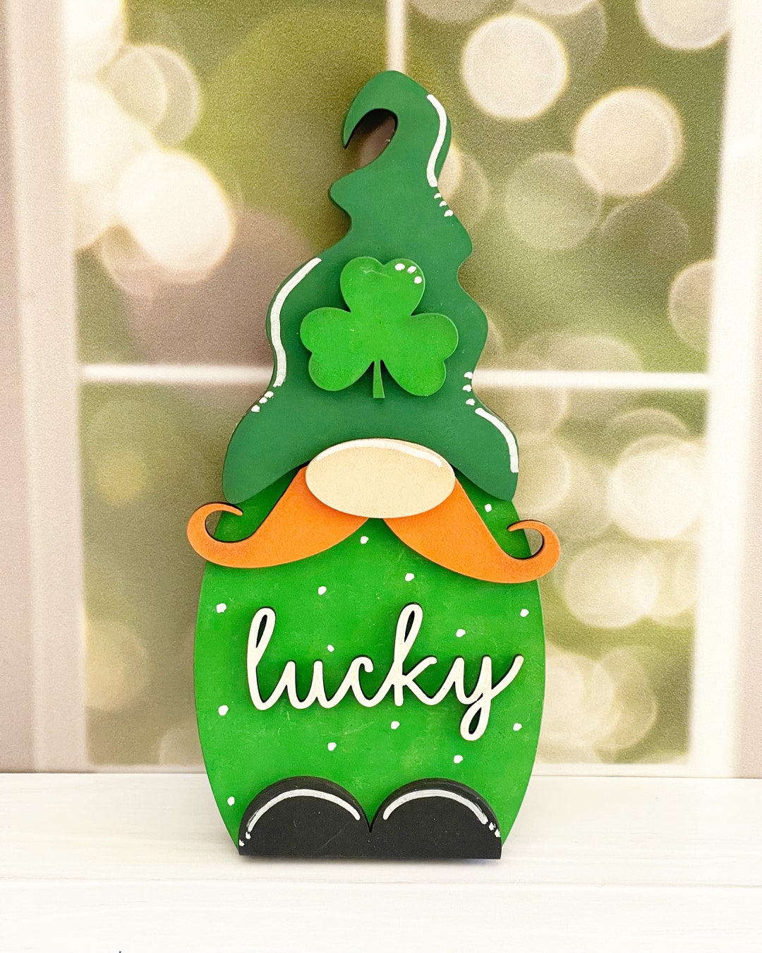 Cute St. Patrick's Day Gnome for Tier Trays - Handmade Wood Decoration ...