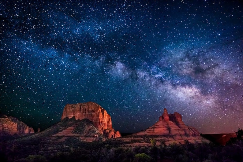 Milky Way and Two Buttes - Sedona, AZ Fine Art Photograph - Etsy
