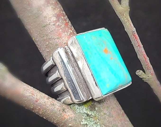 Beth Dutton Inspired Turquoise and Sterling Silver Large Statement Ring ...