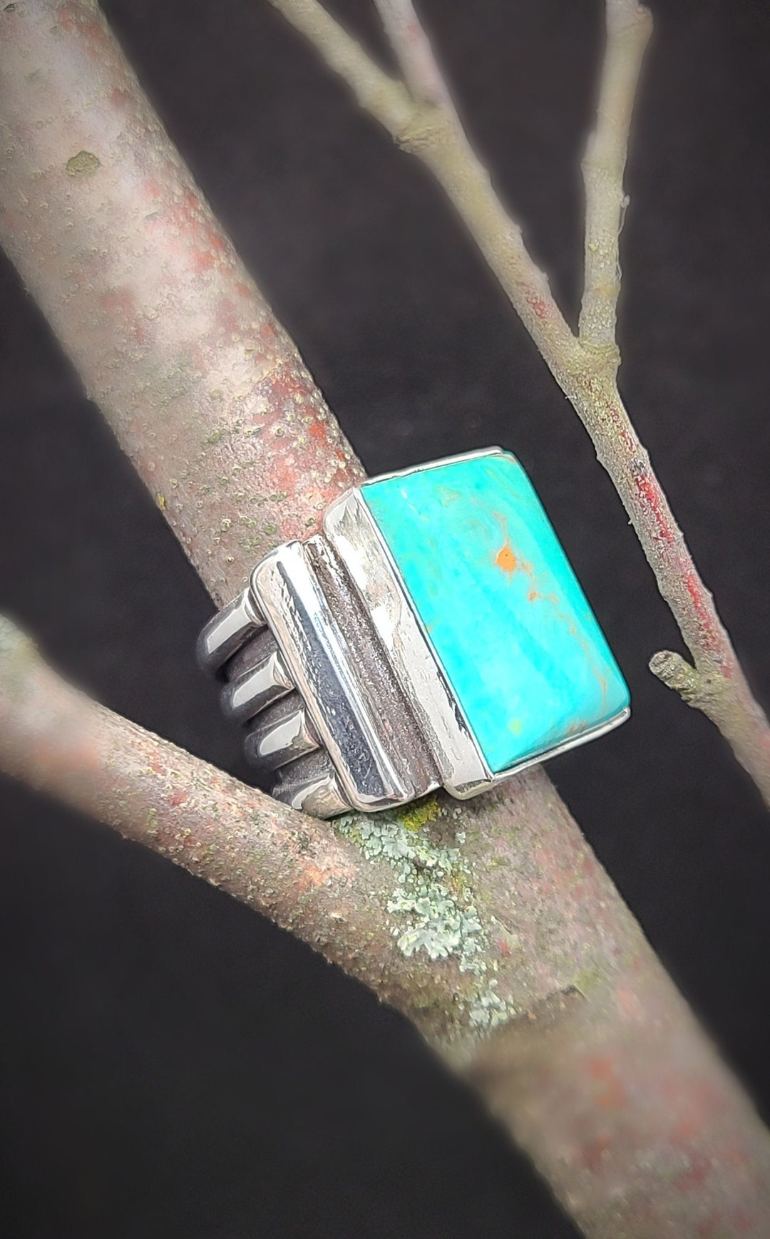 Beth Dutton Inspired Turquoise and Sterling Silver Large Statement Ring ...