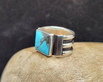 Beth Dutton Inspired Turquoise and Sterling Silver Large Statement Ring ...