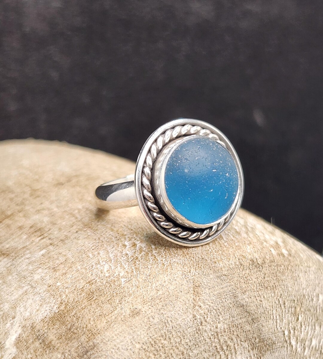 Gorgeous Blueberry Puerto Rico Seaglass Half Marble Ring- Size 8- Free ...