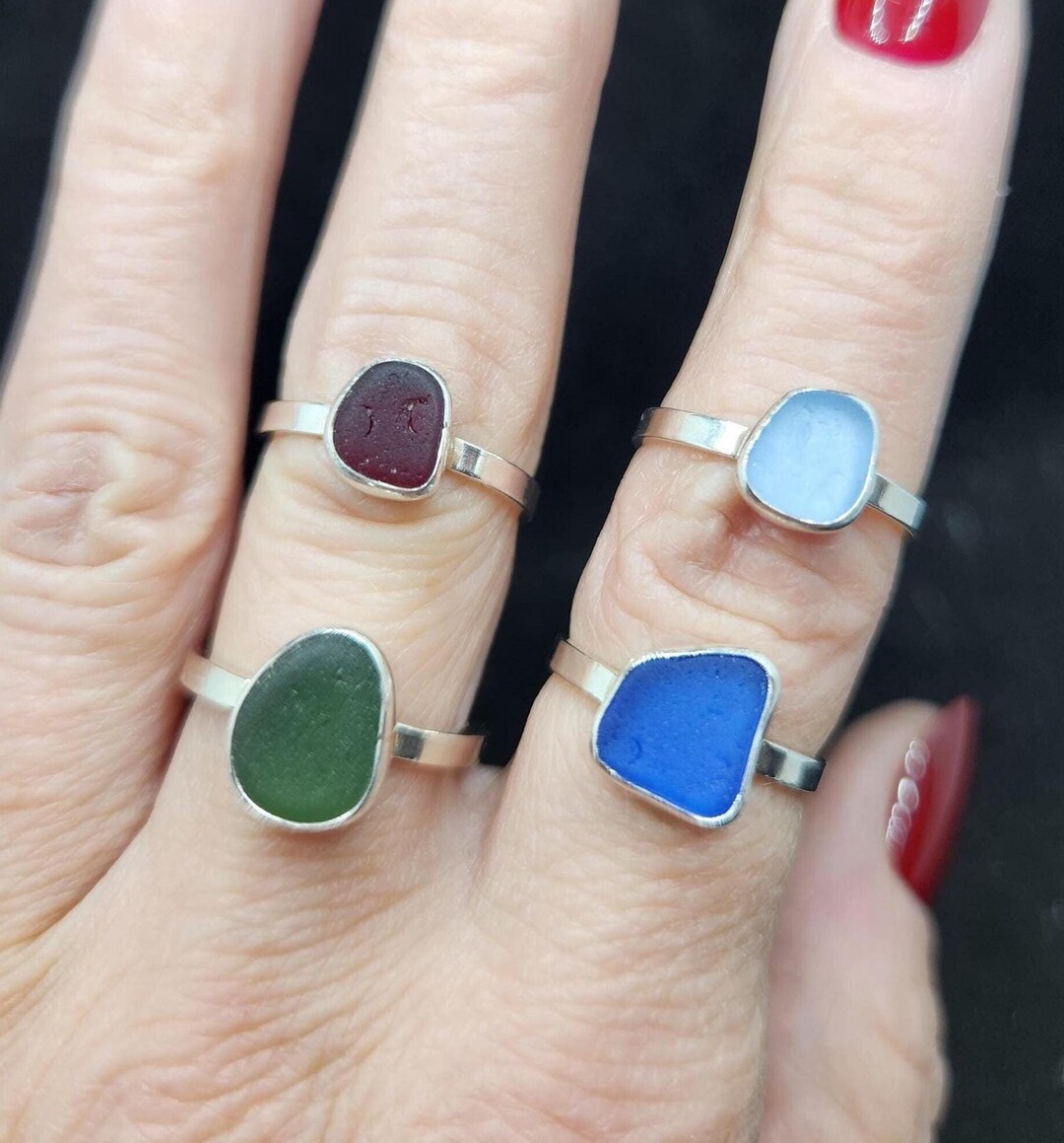 SZ 5.5 Puerto Rico Seaglass Rings- Sterling Silver- Various Colors - Etsy