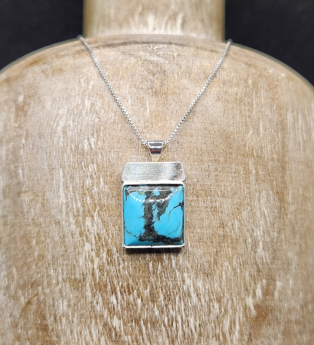 Beth Dutton Inspired Kingman Turquoise Bezel Necklace Sterling Silver Free Shipping 743 - Etsy