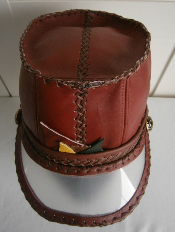Red Leather Crown Hat With Clear Peak - Etsy