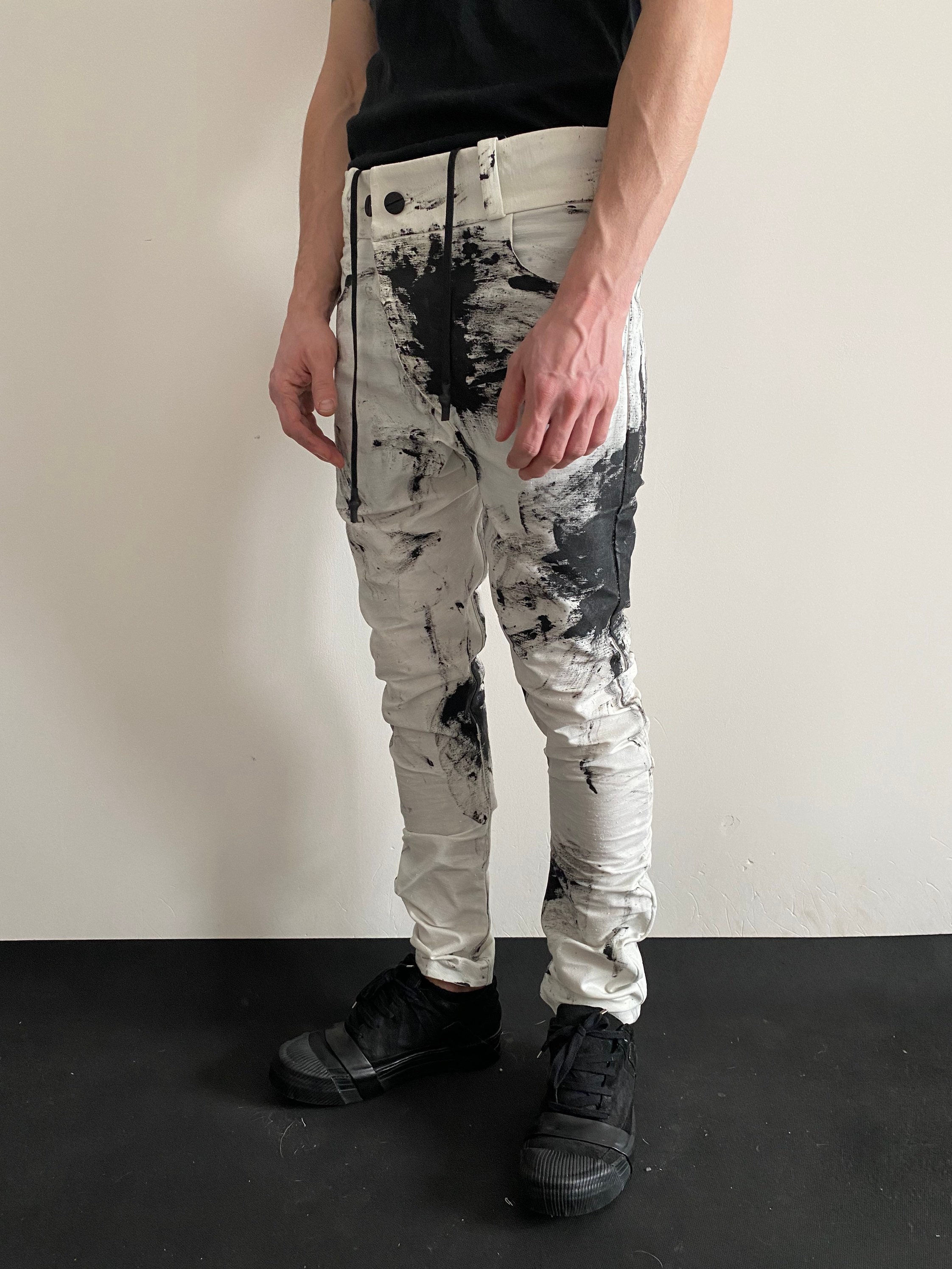 N13L asymmetrical oil waxed Pi pants | Etsy