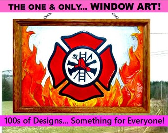Firefighter Stained Glass - Etsy