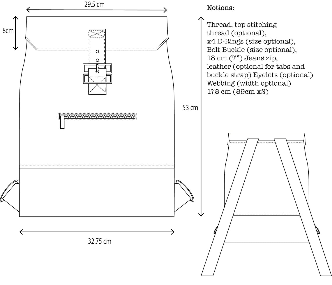 Instant PDF Download Knapsack, Back Pack, Ruck Sack Sewing Pattern With ...